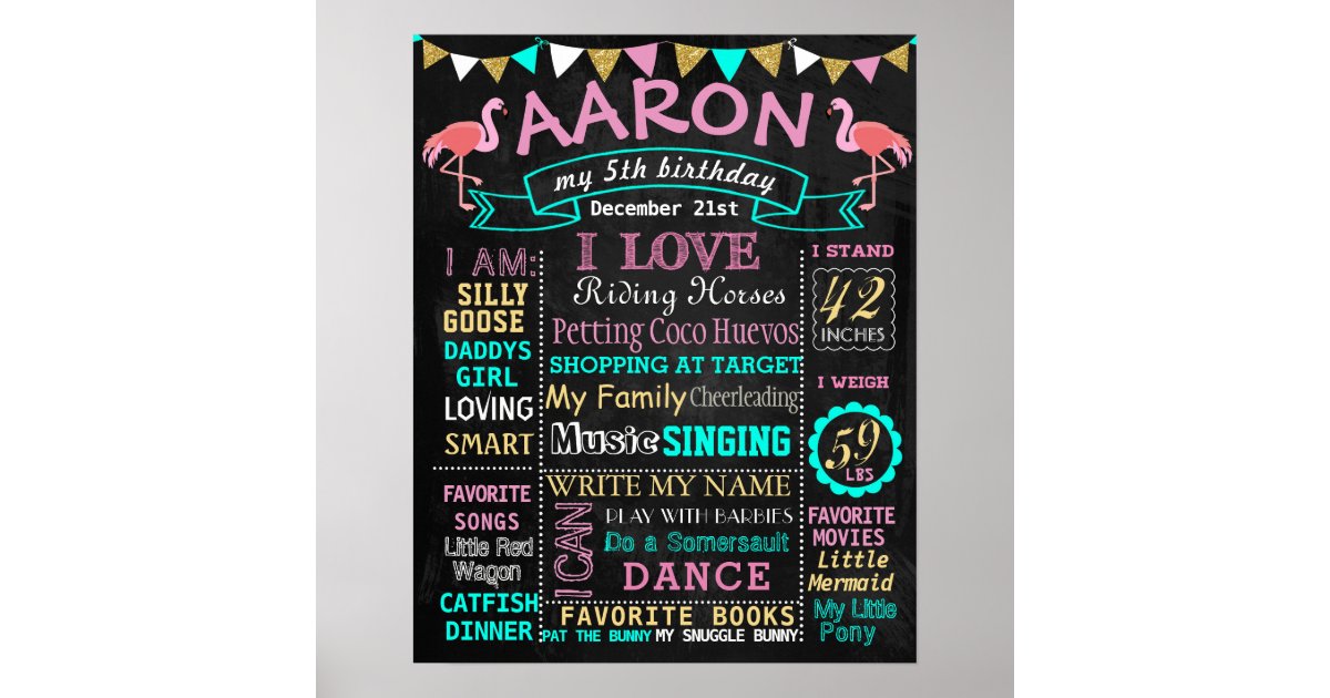 Flamingo Birthday chalkboard sign milestone | Zazzle