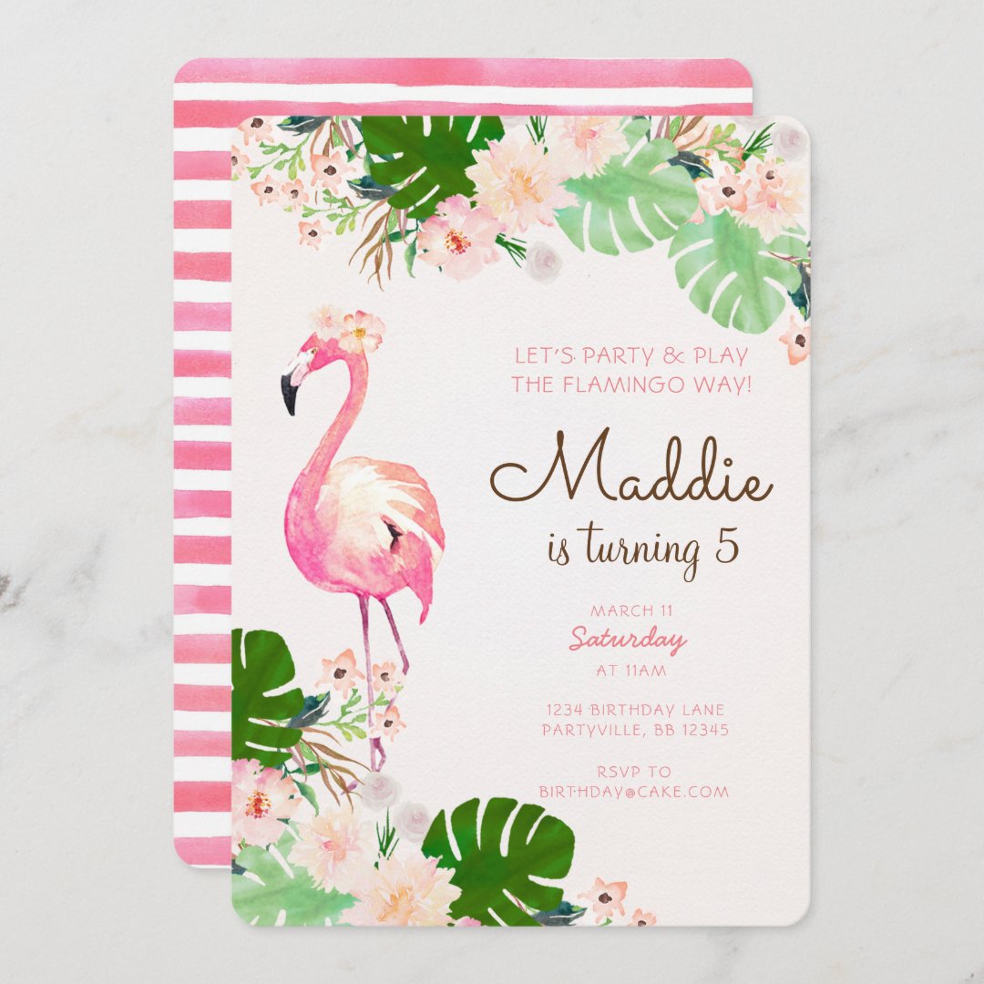 Flamingo Birthday Invitation | Zazzle