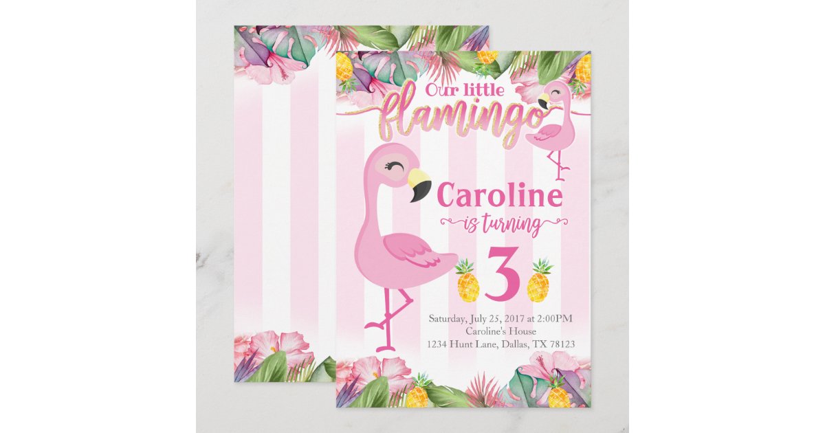 Flamingo Birthday Party Invitation Flamingo Invite | Zazzle