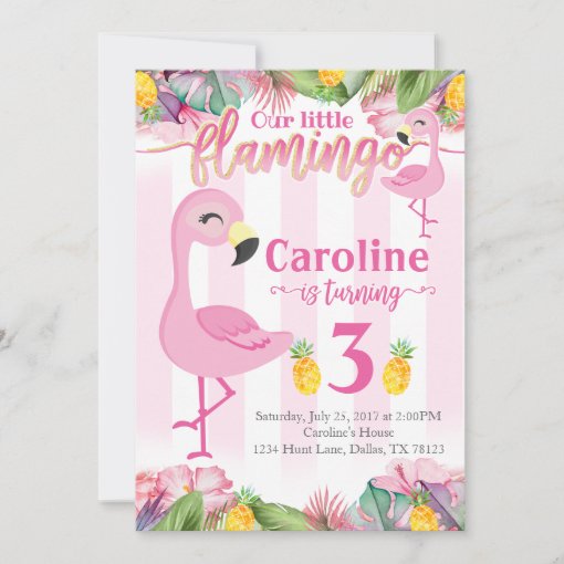 Flamingo Birthday Party Invitation Flamingo Invite | Zazzle