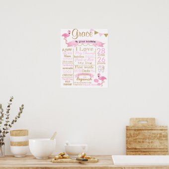 Flamingo Birthday Party sign poster | Zazzle