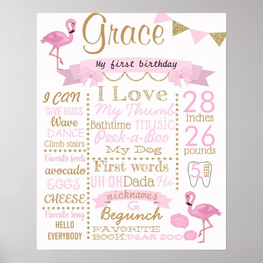 Flamingo Birthday Party sign poster | Zazzle.com
