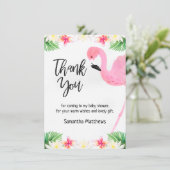 Flamingo Calligraphy Baby Shower Thank You Card | Zazzle