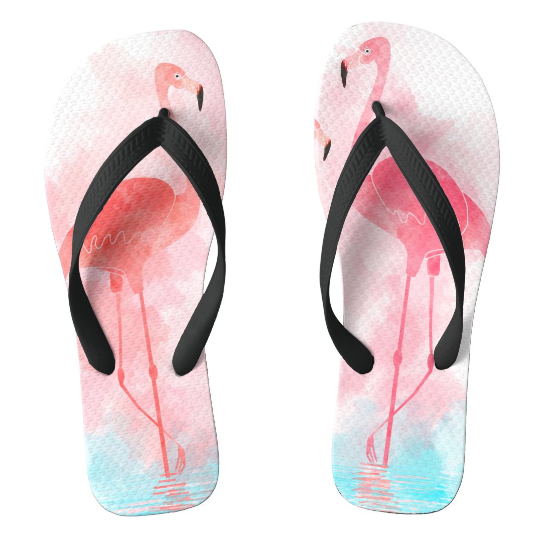Flamingo Coral Flip Flops | Zazzle