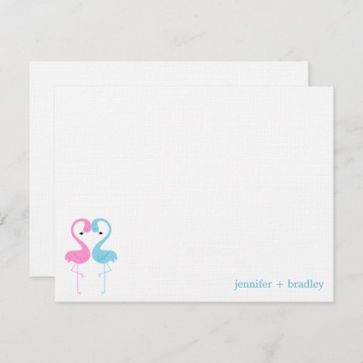 Flamingo Couple Custom Flat Thank You Notes Invitation | Zazzle