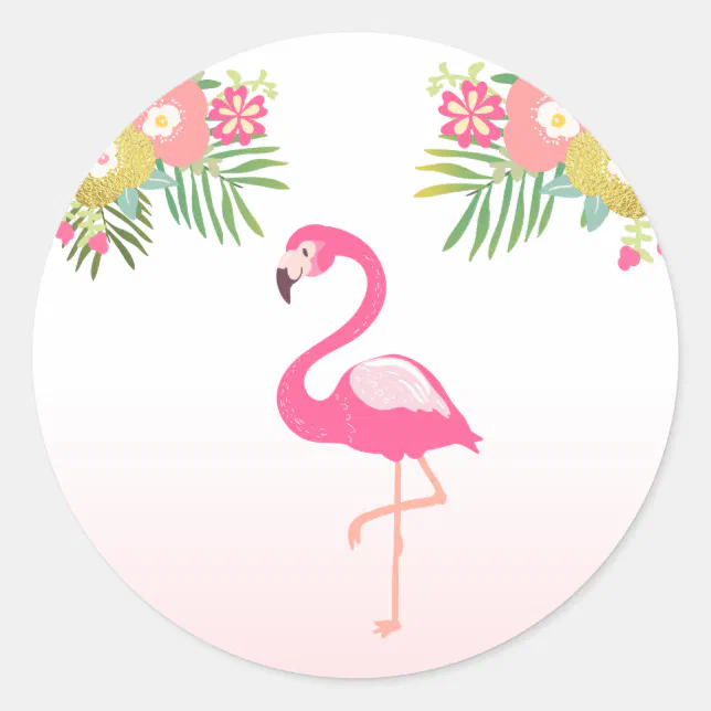 Flamingo Envelope seal sticker Tropical Label | Zazzle