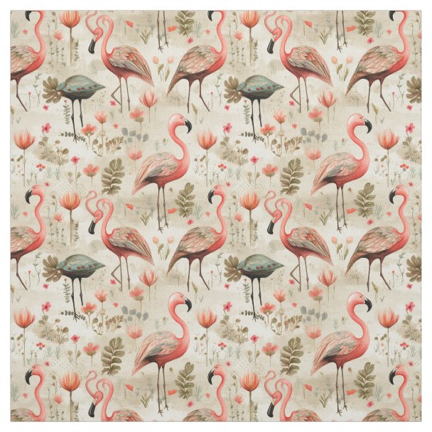 Flamingo Print Fabric | Zazzle