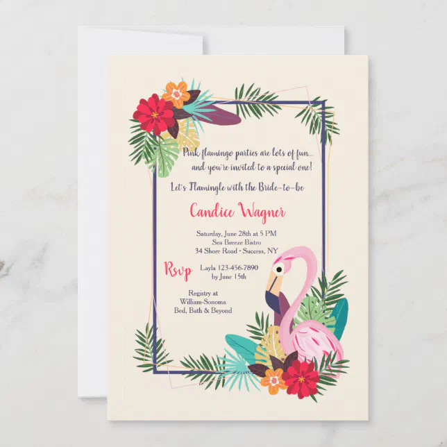 Flamingo Frame Invitation | Zazzle