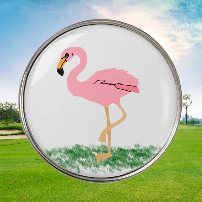 Flamingo In The Grass Golf Ball Marker | Zazzle