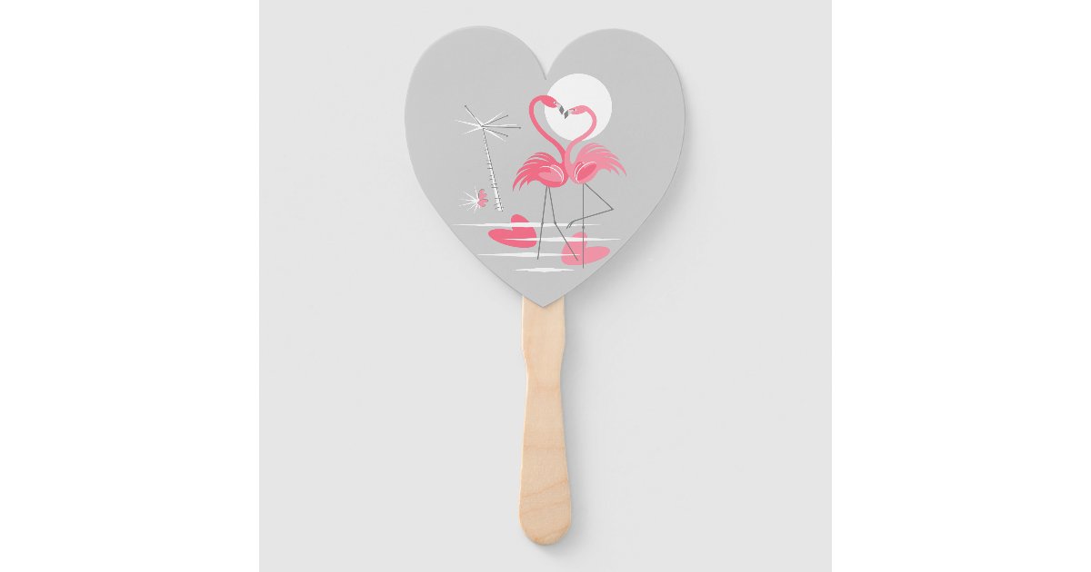 Flamingo Love hand fan heart | Zazzle