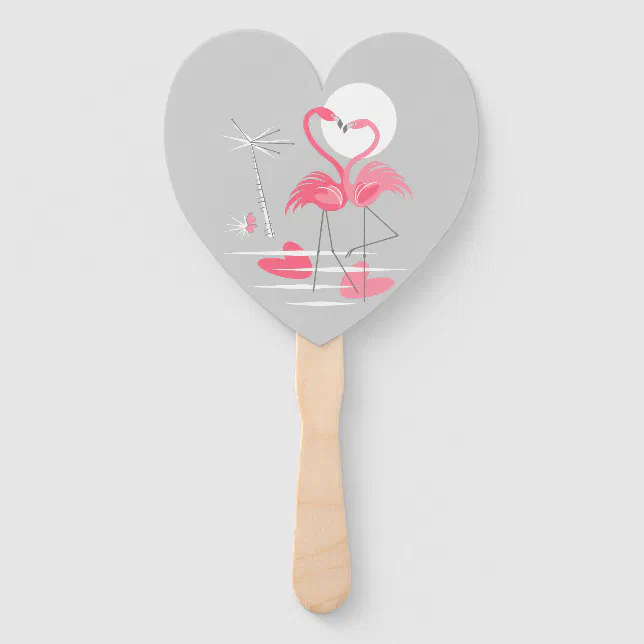 Flamingo Love hand fan heart | Zazzle