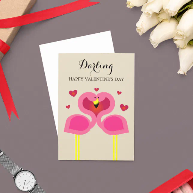 Flamingo Love Personalized Valentines Day Card | Zazzle