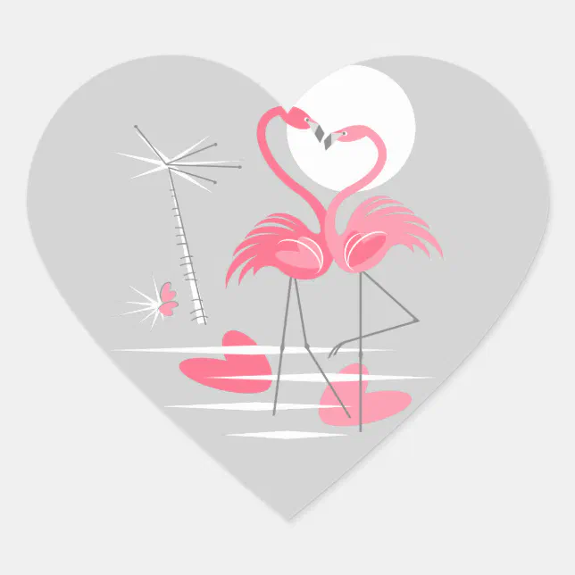 Flamingo Love sticker heart | Zazzle