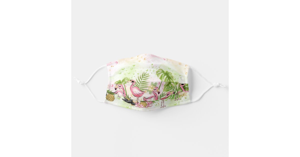 Flamingo Party Adult Cloth Face Mask | Zazzle