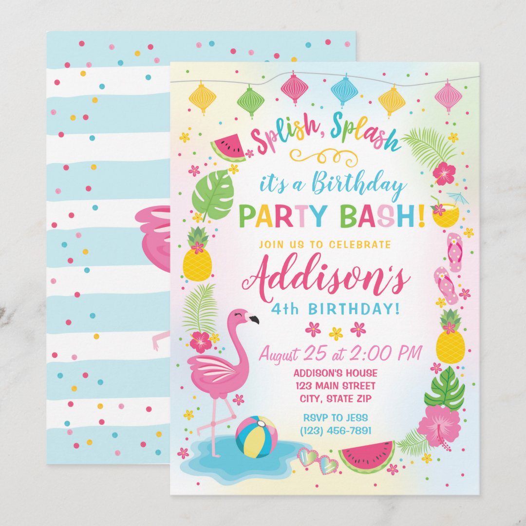 Flamingo Party Birthday Invitation | Zazzle