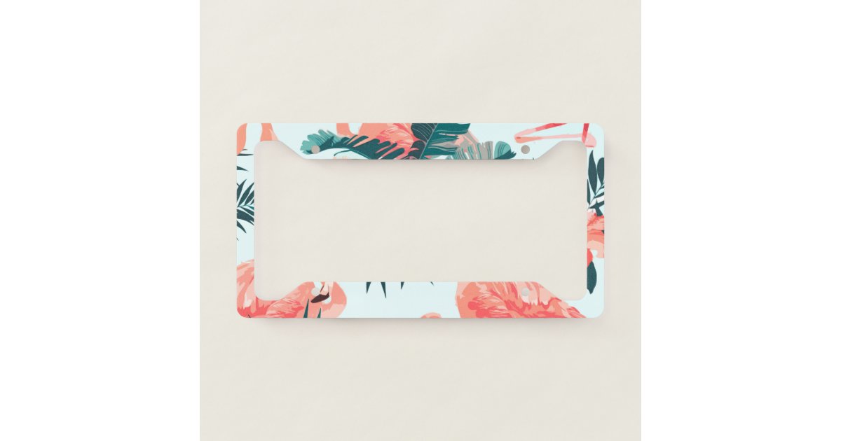 Flamingo Pattern License Plate Frame | Zazzle