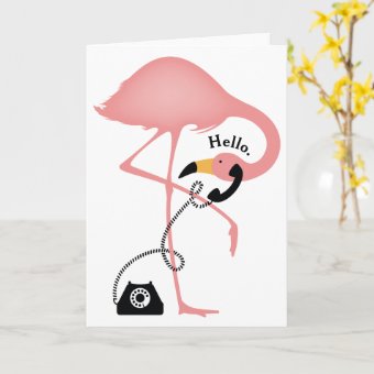Flamingo Phonecall Greeting Card | Zazzle