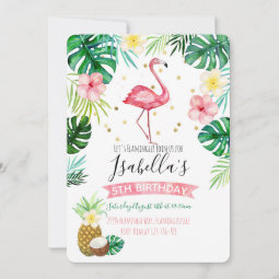 Flamingo Pineapple Birthday Party Invitation | Zazzle