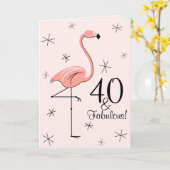 Flamingo Pink 40 and Fabulous! birthday vertical Card | Zazzle