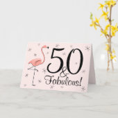 Flamingo Pink 50 and Fabulous! happy birthday card | Zazzle