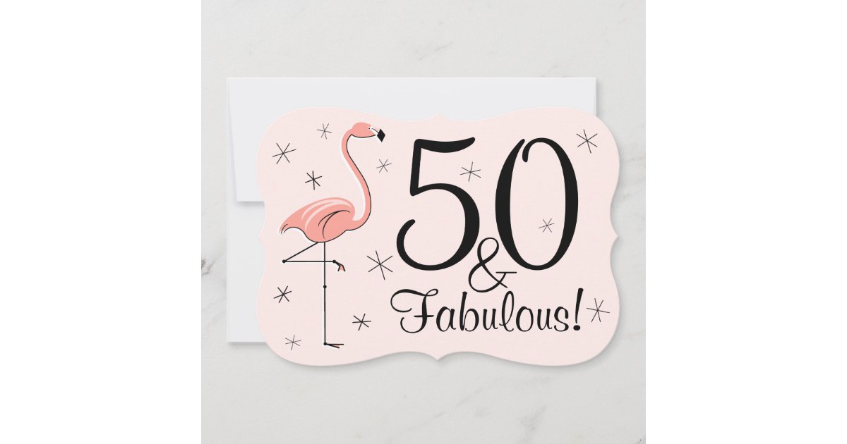 Flamingo Pink '50 and Fabulous' invitation bracket | Zazzle