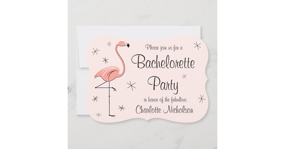 Flamingo Pink "Bachelorette Party" bracket Invitation | Zazzle