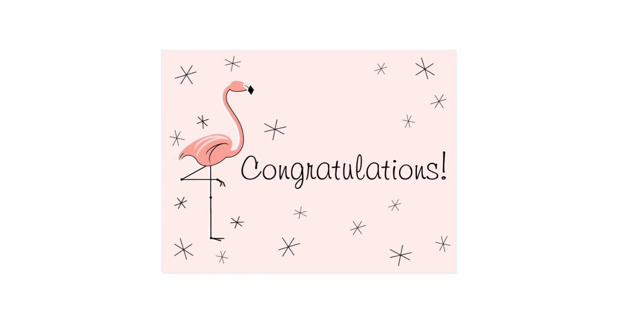Flamingo Pink "Congratulations!" postcard | Zazzle.com