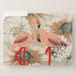 Flamingo Pink Floral Tropical Leaves Glitter File Folder | Zazzle