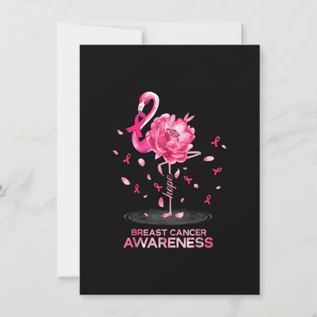 Flamingo Pink Ribbon Breast Cancer Awareness Invitation | Zazzle