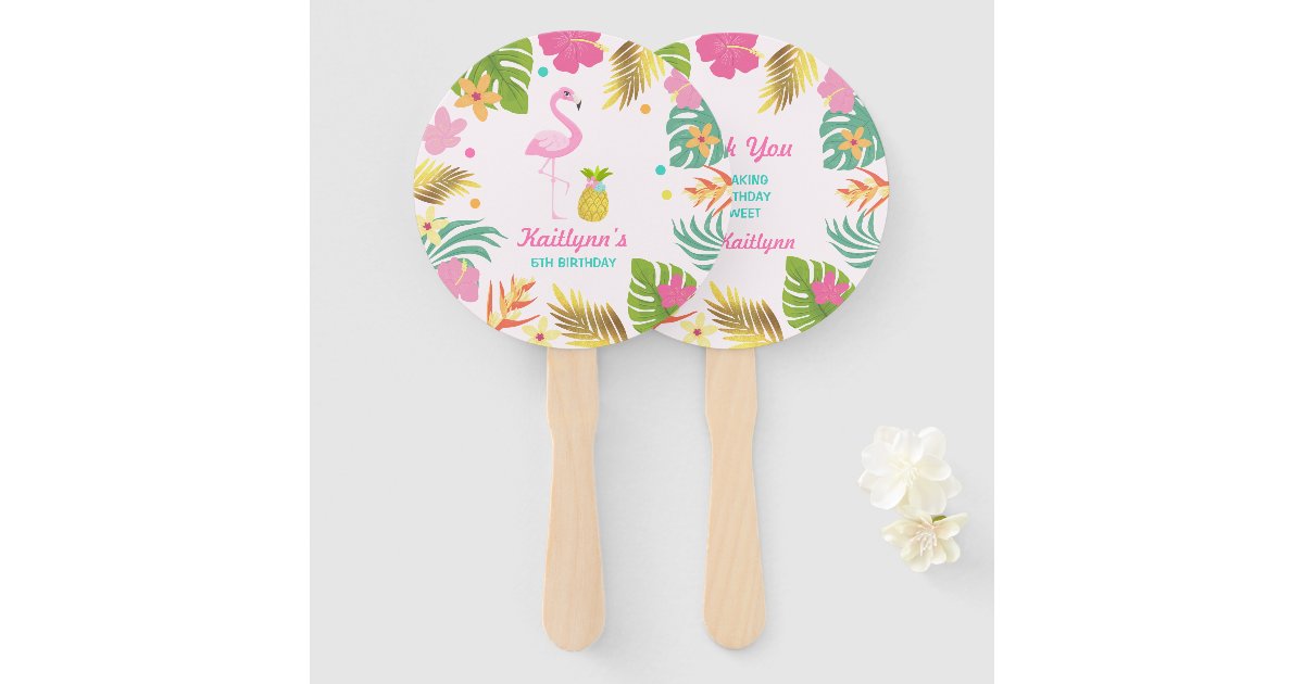 Flamingo Pool Party Hand Fan Flamingo Party Favor | Zazzle