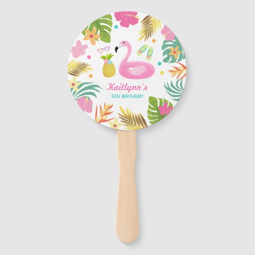 Flamingo Pool Party Hand Fan Flamingo Party Favor | Zazzle