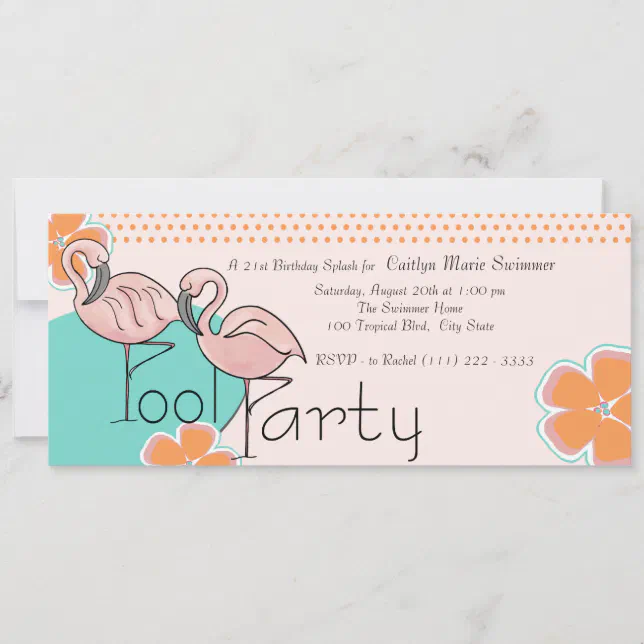 Flamingo Pool Party Invitation | Zazzle