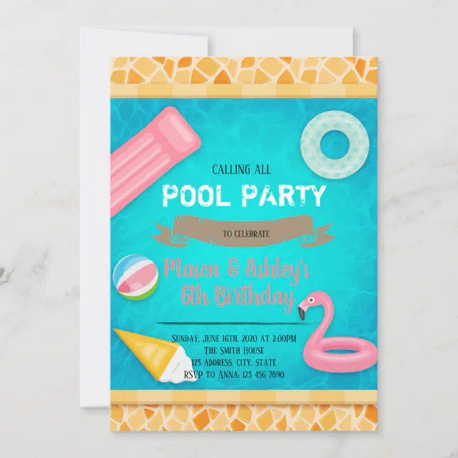 Flamingo pool party invitation | Zazzle