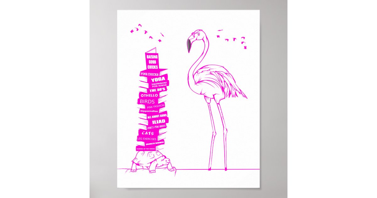 Flamingo Reading Poster | Zazzle