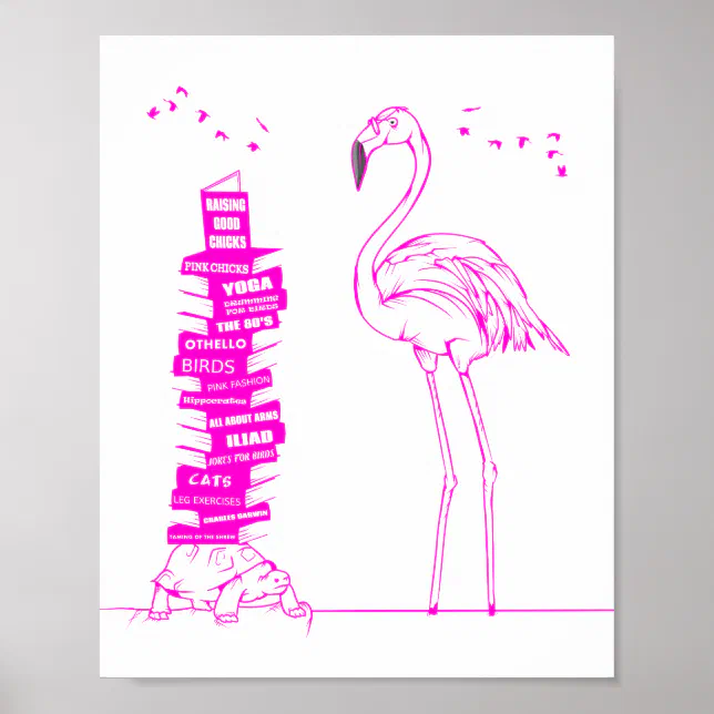 Flamingo Reading Poster | Zazzle