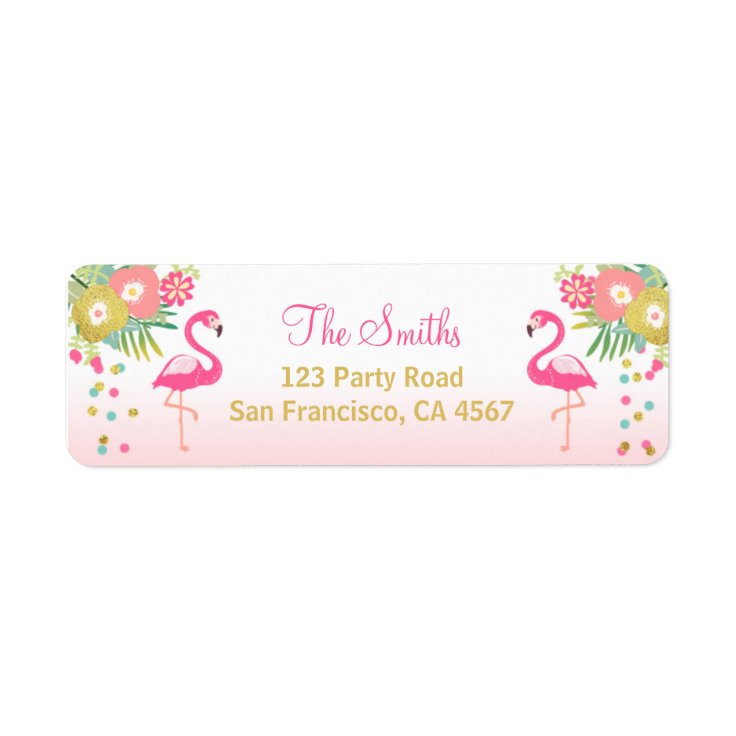 Flamingo Return Address Label Tropical Aloha Luau | Zazzle