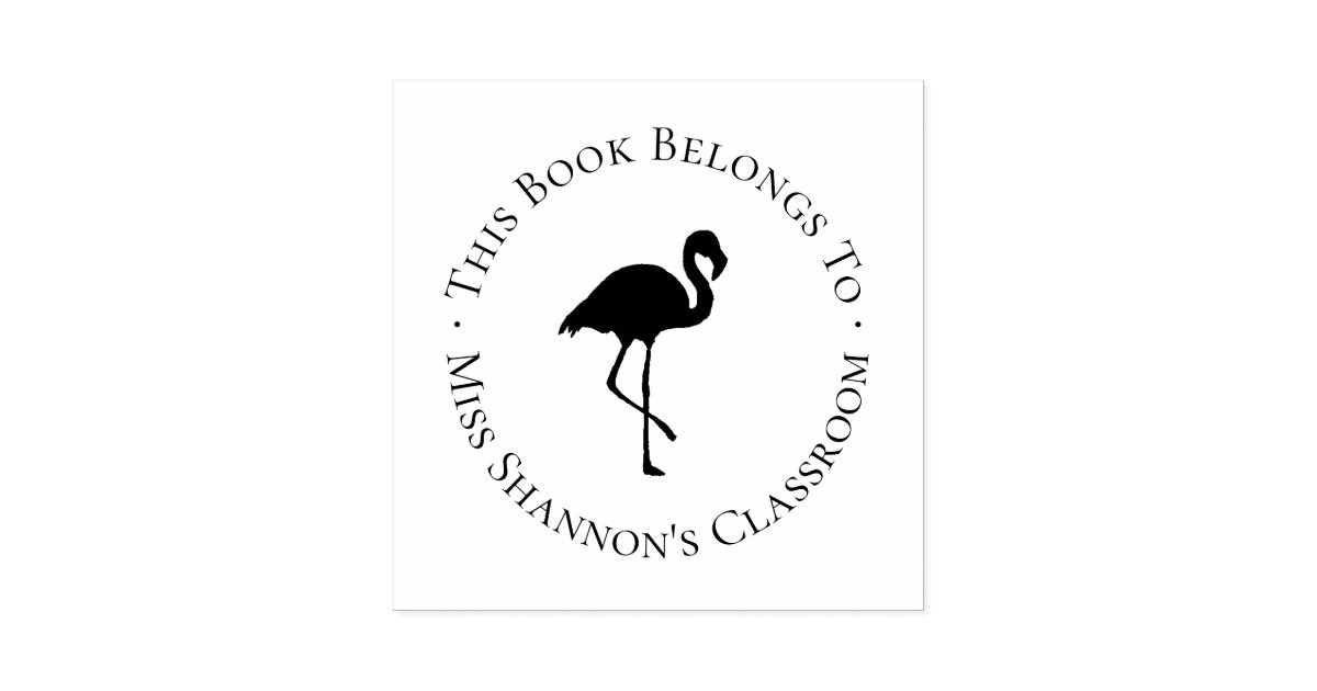 Flamingo Teacher Bookplate Label Rubber Stamp | Zazzle
