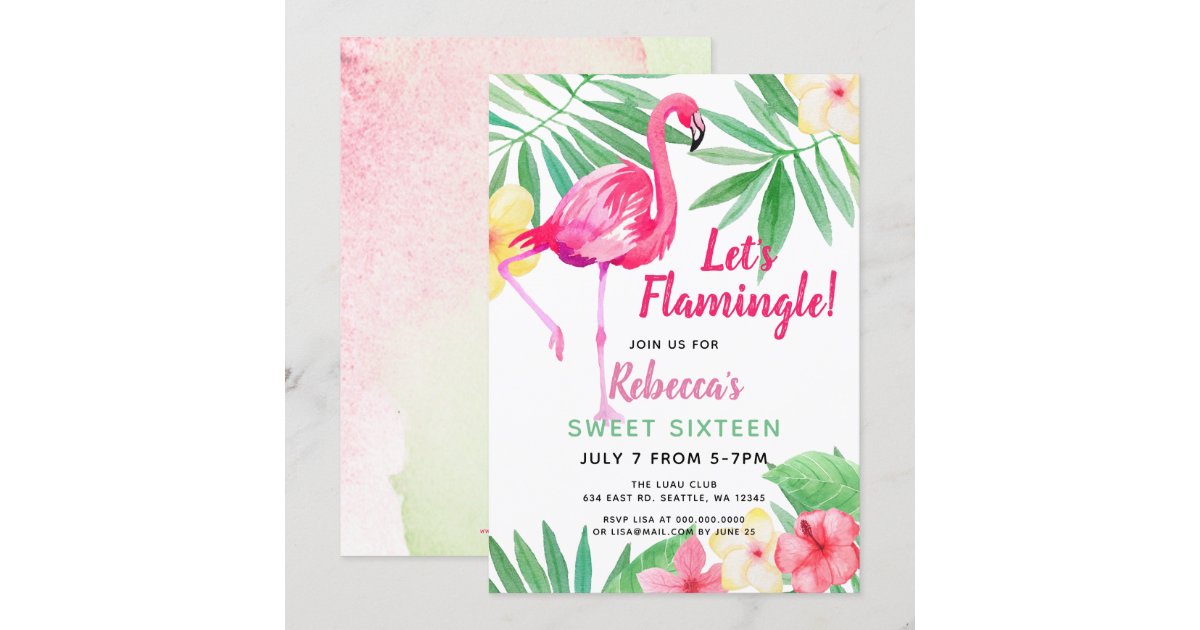 Flamingo tropical Birthday party Invitations | Zazzle
