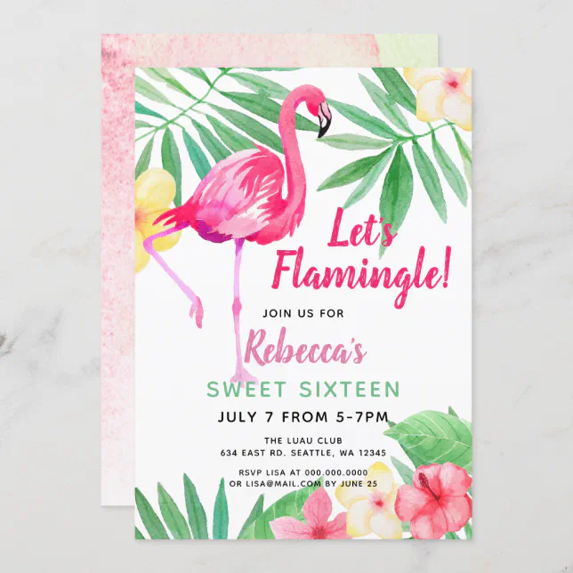 Flamingo tropical Birthday party Invitations | Zazzle