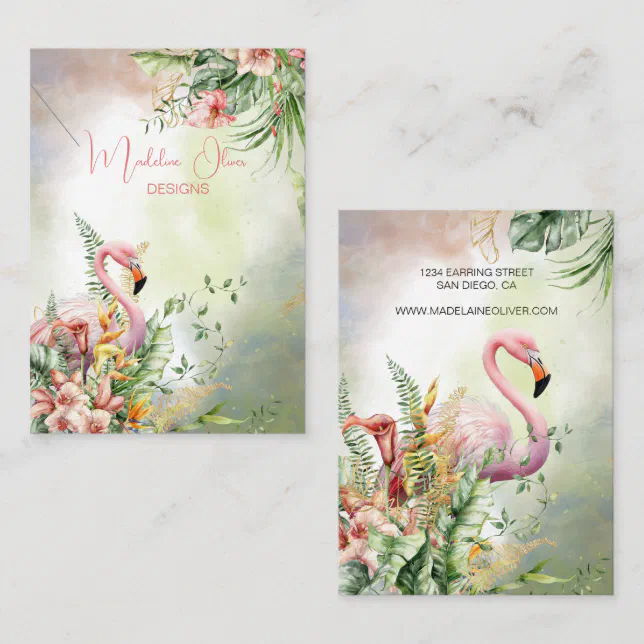 Flamingo Tropical Floral Display Business Card | Zazzle