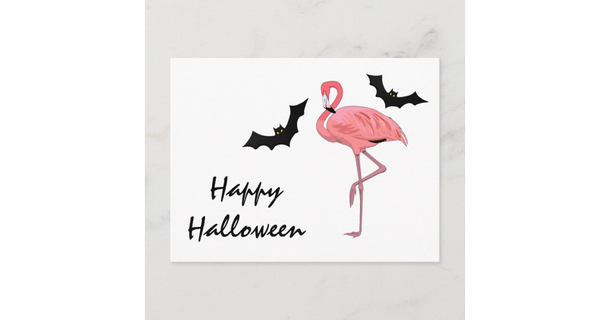 Flamingo Vampire Bats Halloween Postcard | Zazzle