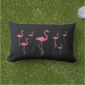 Flamingos on Black - Outdoor Lumbar Pillow | Zazzle