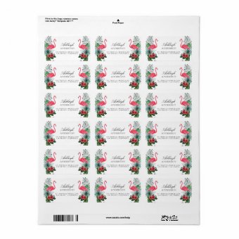 Flamingos & Pineapple | Tropical Flora Label | Zazzle