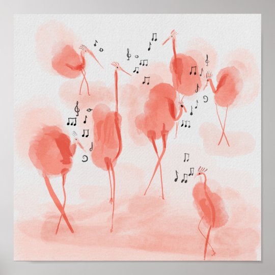 Flamingos singing poster | Zazzle.com
