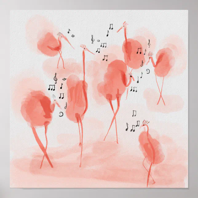 Flamingos singing poster | Zazzle