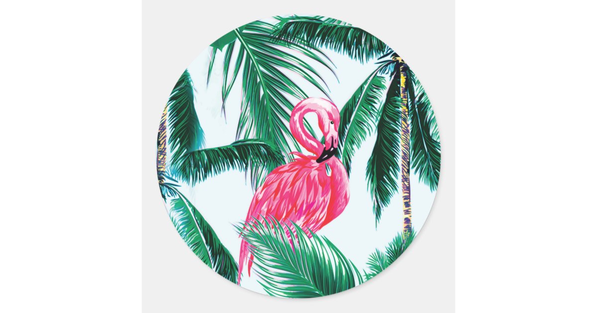 Flamingos Under Palm Trees In The Jungle Of Africa Classic Round ...