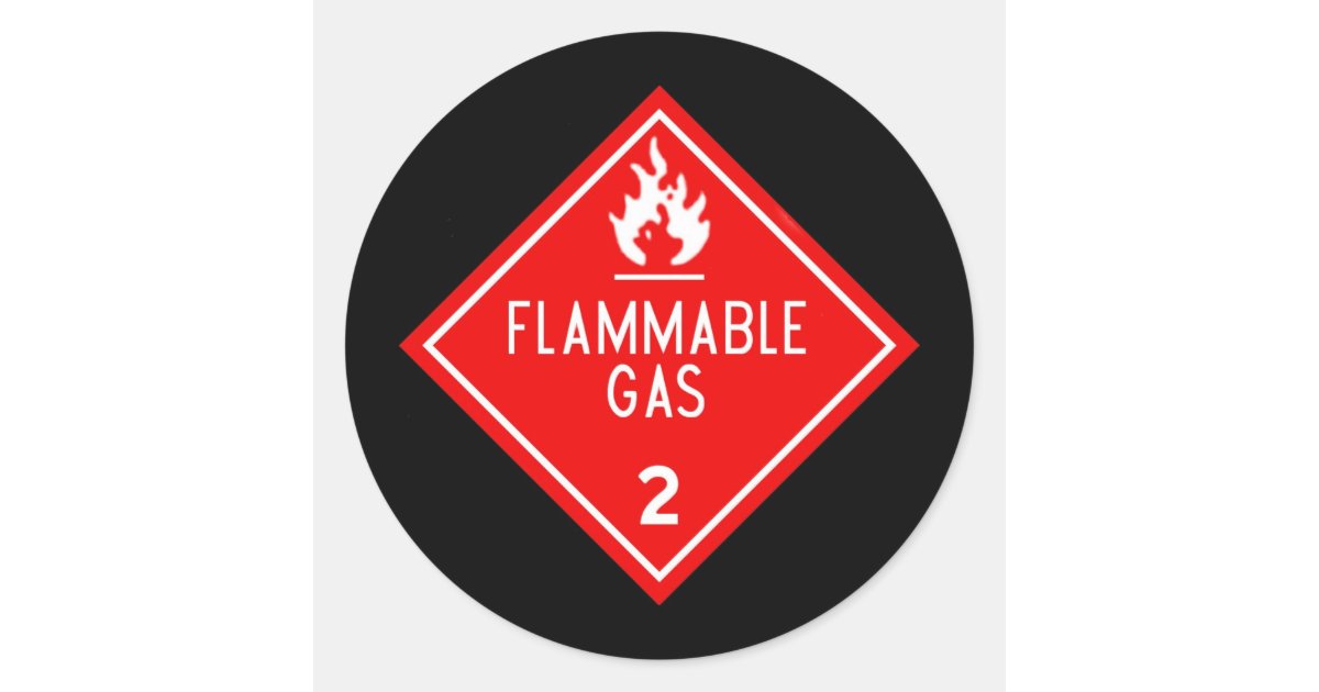 flammable gas classic round sticker | Zazzle