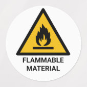 flammable material warning, fire hazard symbol labels | Zazzle