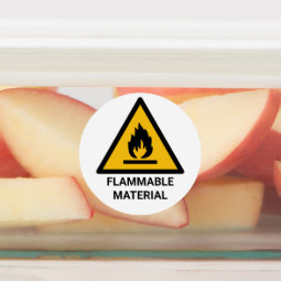 flammable material warning, fire hazard symbol labels | Zazzle