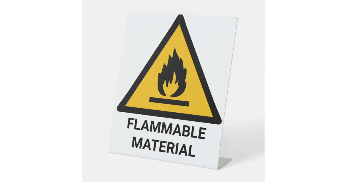 Flammable Material Warning, Fire Hazard Symbol Pedestal Sign | Zazzle